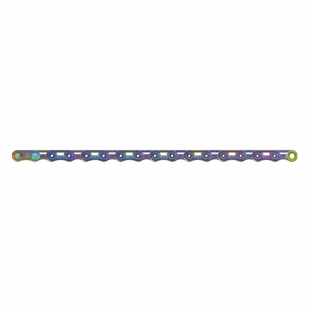 SRAM Red AXS E1 12 speed Flattop Chain w/PowerLock - Rainbow | BIKE GALLERY